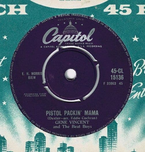 GENE VINCENT Pistol Packin Mama Vinyl Record 7 Inch Capitol 1960